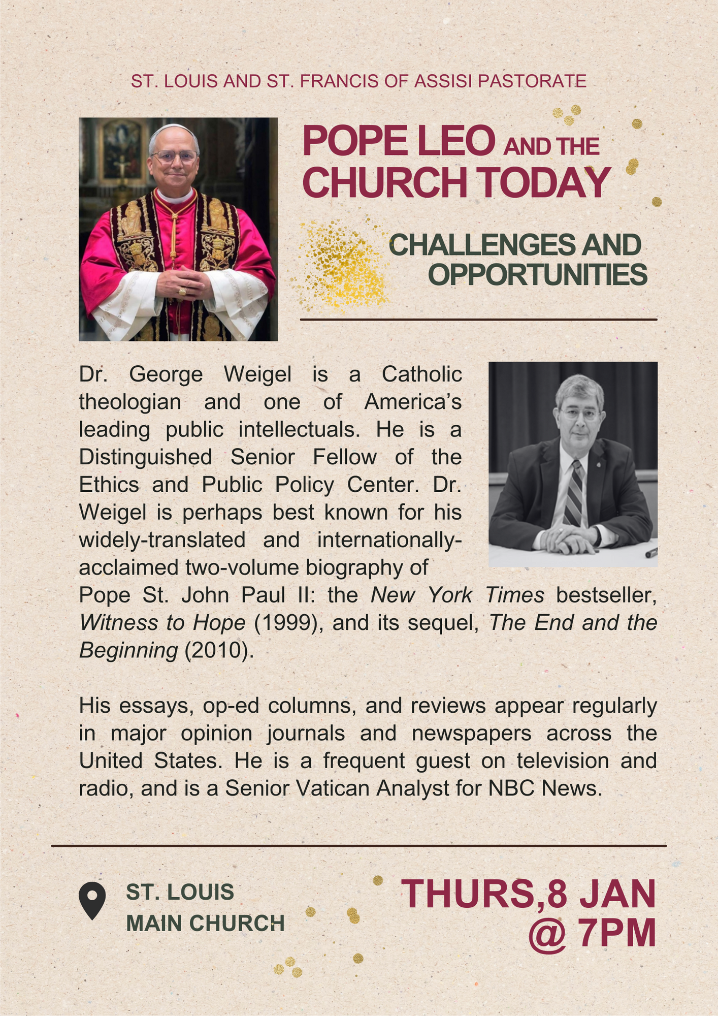 St. Louis Catholic Church - An evening of insight: Dr. George Weigel ...