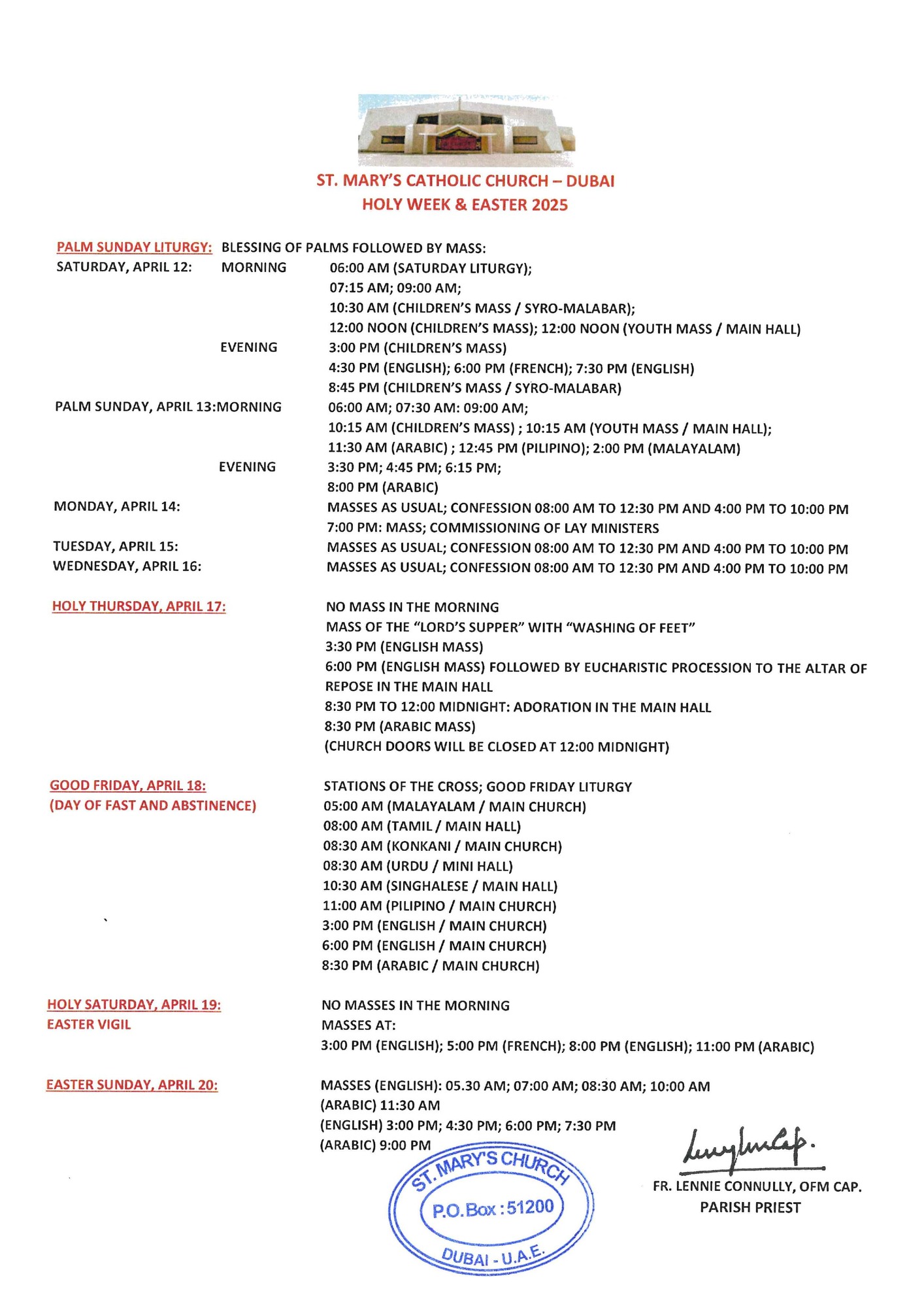 Holy Week 2025 - St. Mary's Catholic Church - Dubai, UAE