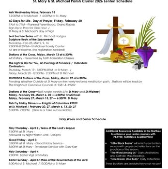 Lent/Easter Schedule 2026 - St. Mary Catholic Church - Marne, MI